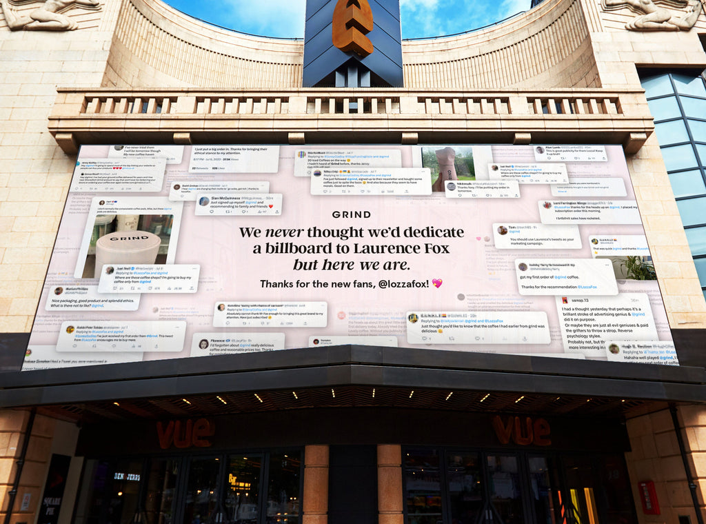 Grind's "Thank You" Billboard in London Leicester Square