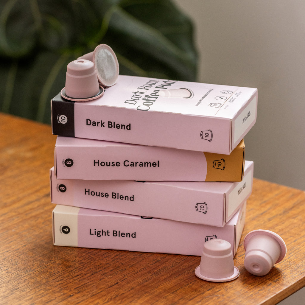 Grind Silver Coffee Tin | Home-Compostable Coffee Pods | Grind