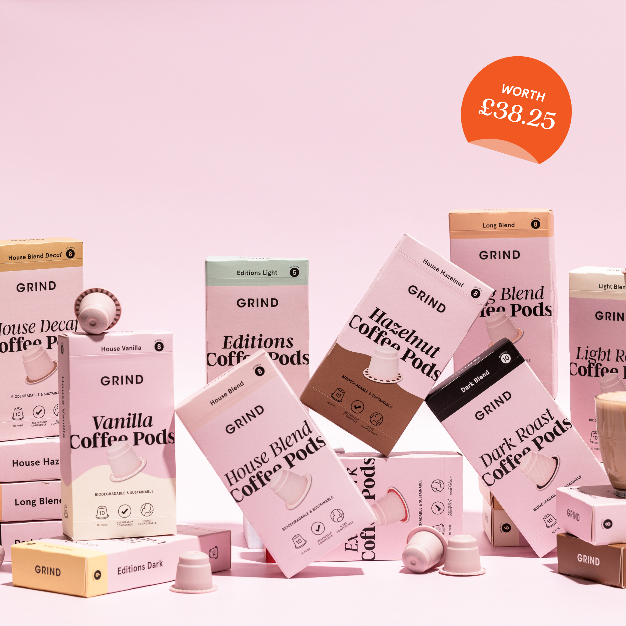 Grind coffee pods store
