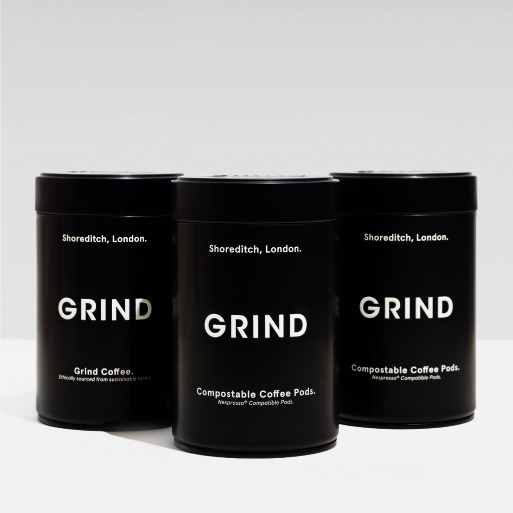 Black Tin of Grind Coffee | Ground & Whole Bean Coffee | Grind