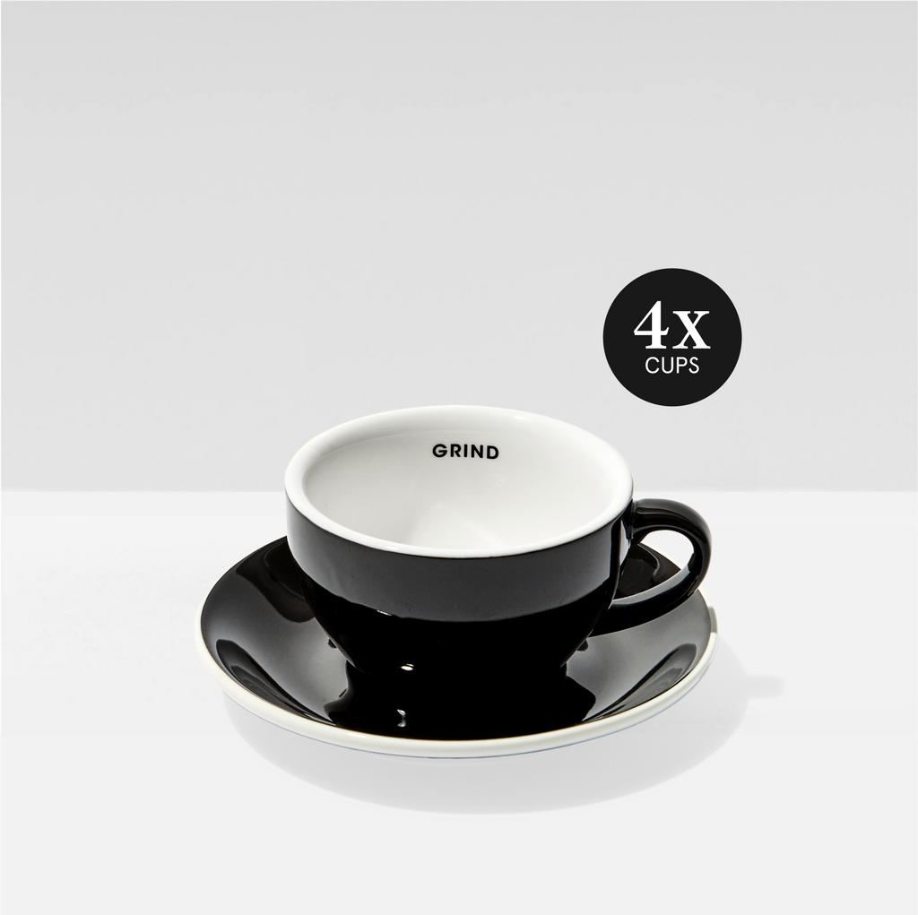 Black Coffee Cups & Saucers Set | Coffee Gifts | Grind