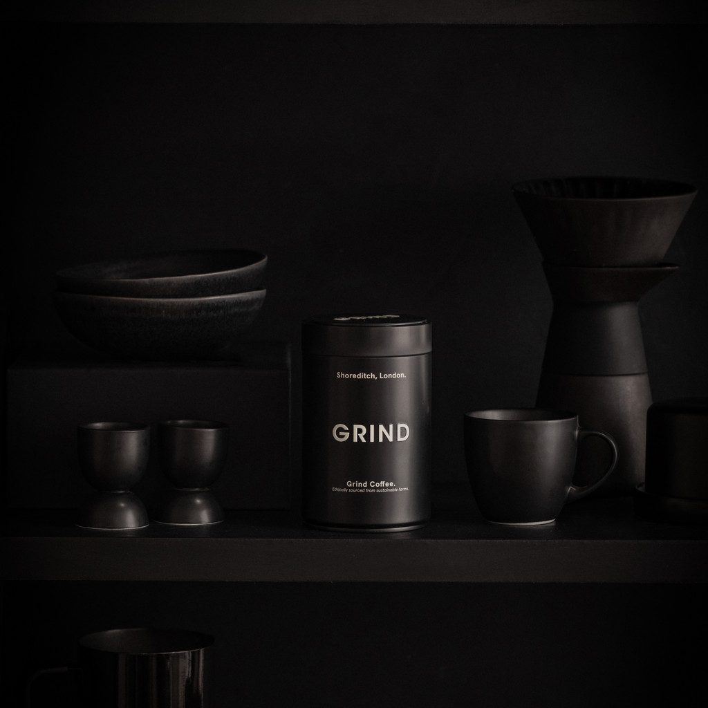 Black Tin of Grind Coffee | Ground & Whole Bean Coffee | Grind
