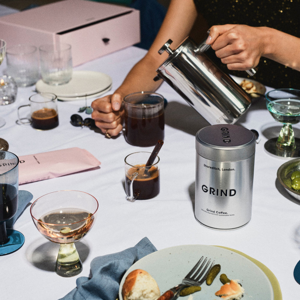 Grind Silver Coffee Tin | Home-Compostable Coffee Pods | Grind