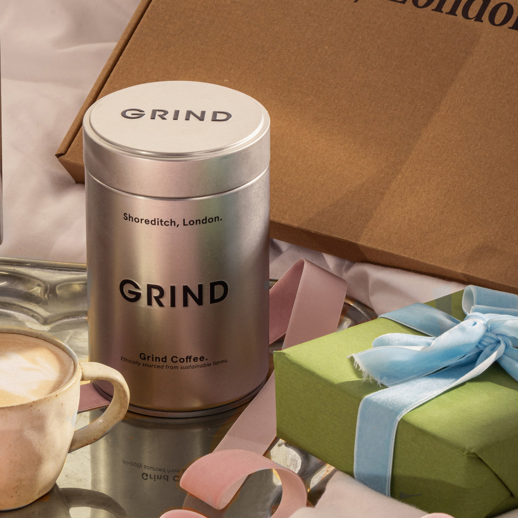 Grind Silver Coffee Tin | Home-Compostable Coffee Pods | Grind